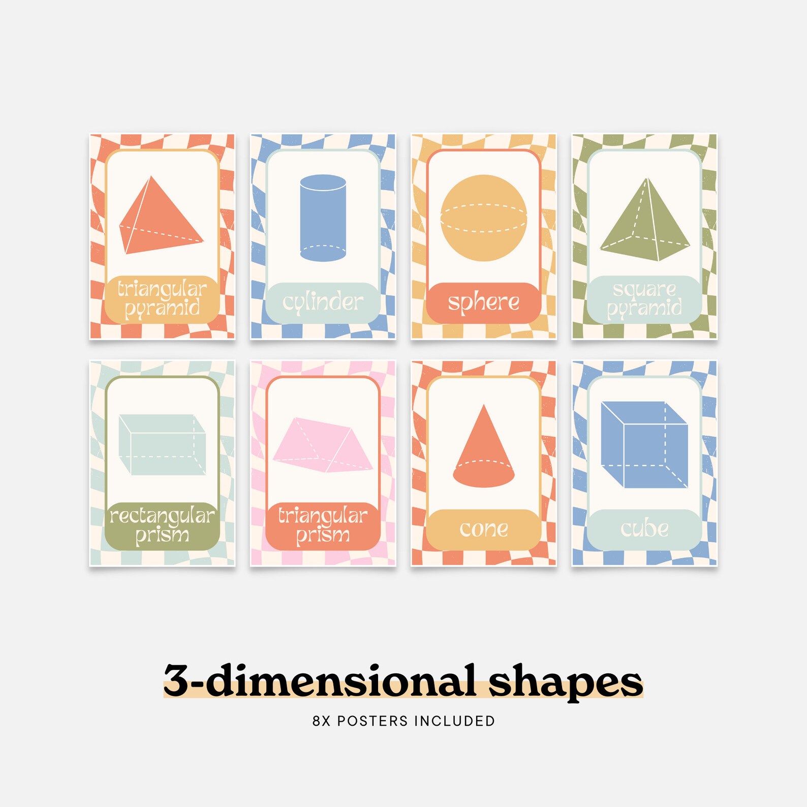 Bright Retro Classroom Shape Posters, Classroom Decor Canva Templates ...