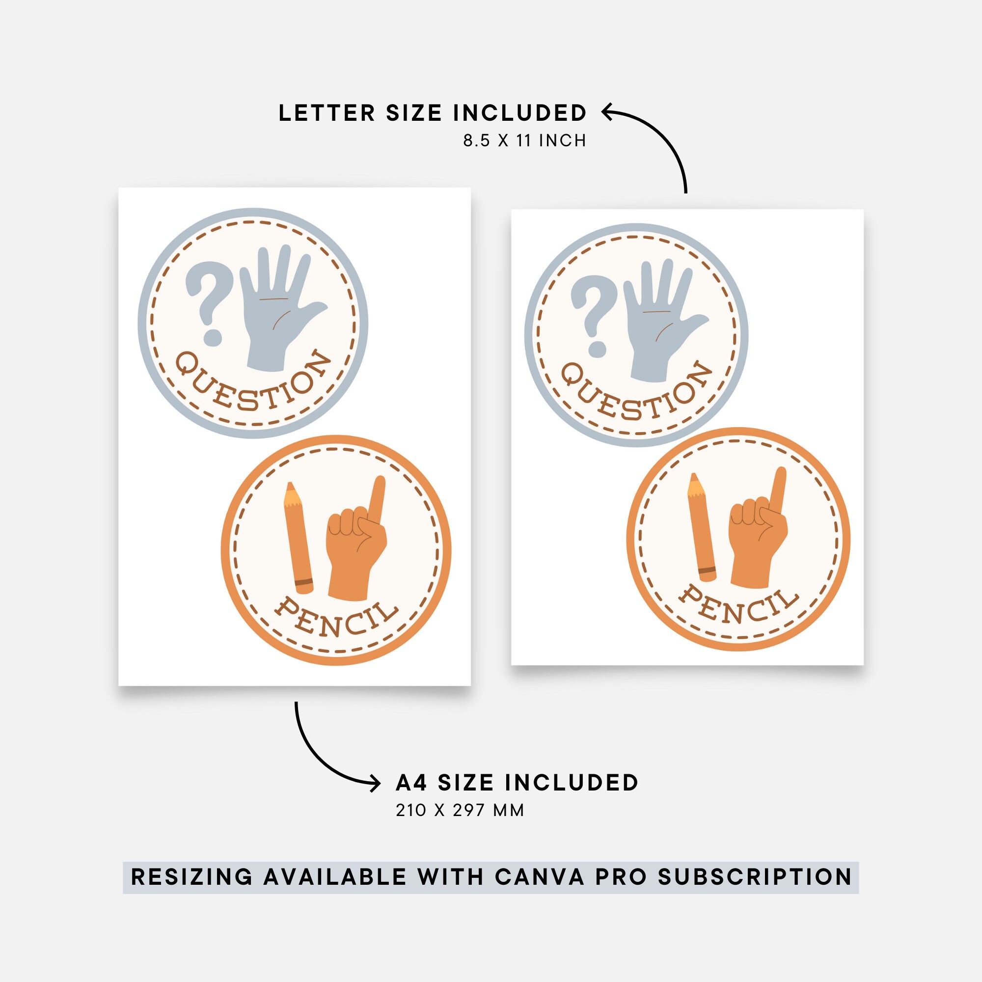 Printable Classroom Hand Signal Posters, Editable Canva Template ...