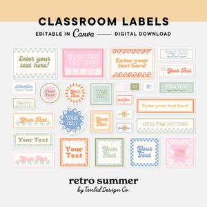 Bright Retro Classroom Essentials Decor Bundle, Editable Class Display ...