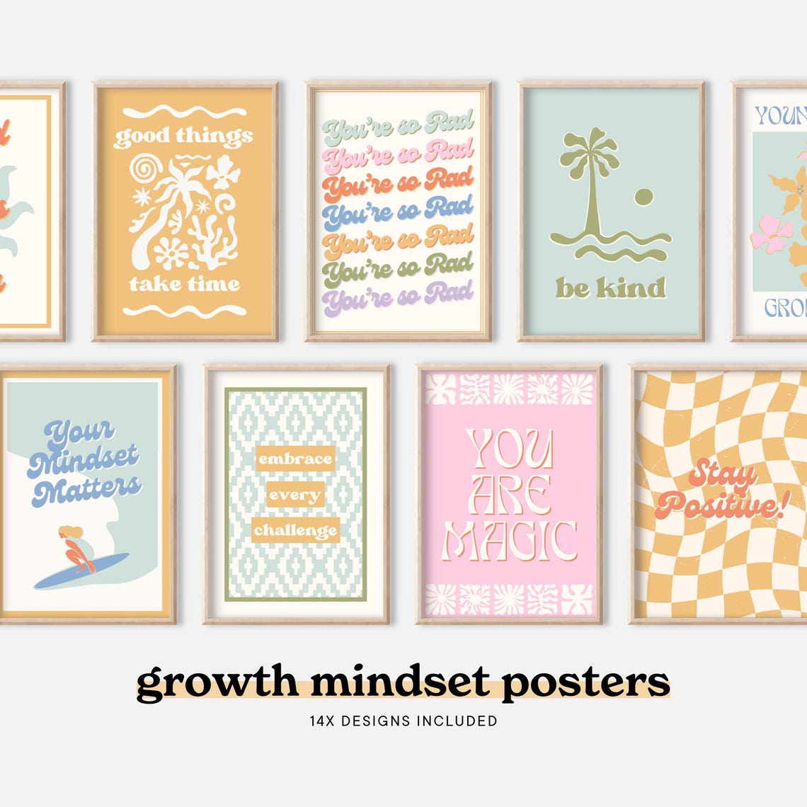 Bright Retro Growth Mindset Posters, Motivational Classroom Display ...