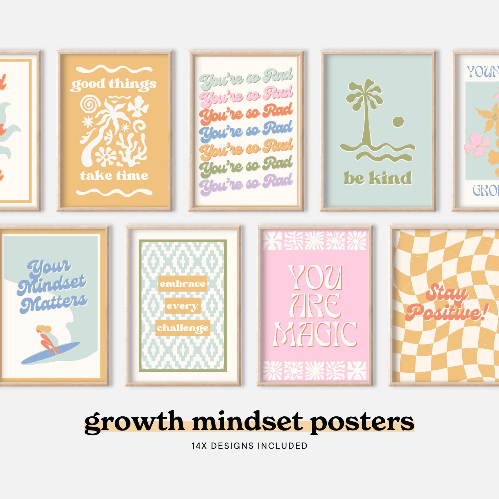 Bright Retro Growth Mindset Posters, Motivational Classroom Display ...