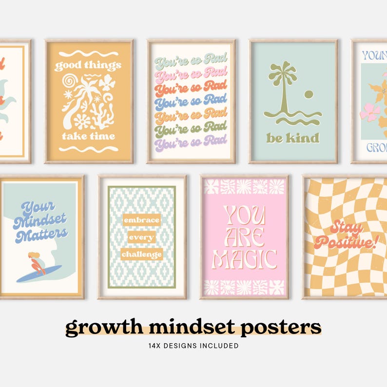 Bright Retro Growth Mindset Posters, Motivational Classroom Display ...