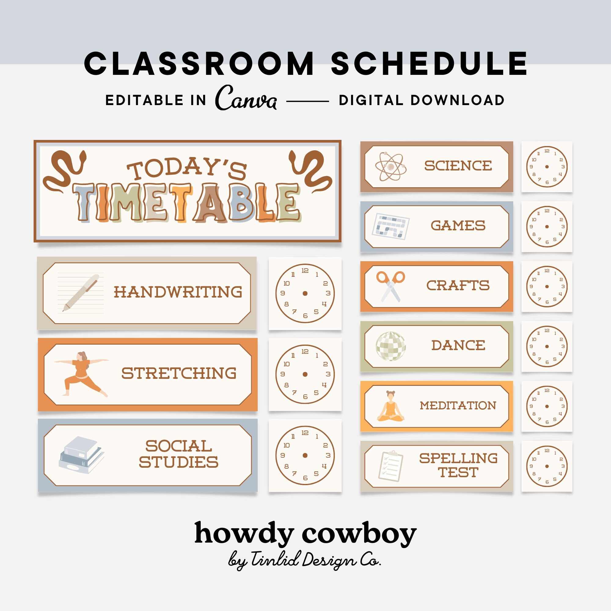 Printable Classroom Schedule, Visual Teacher Timetable, Editable Canva ...
