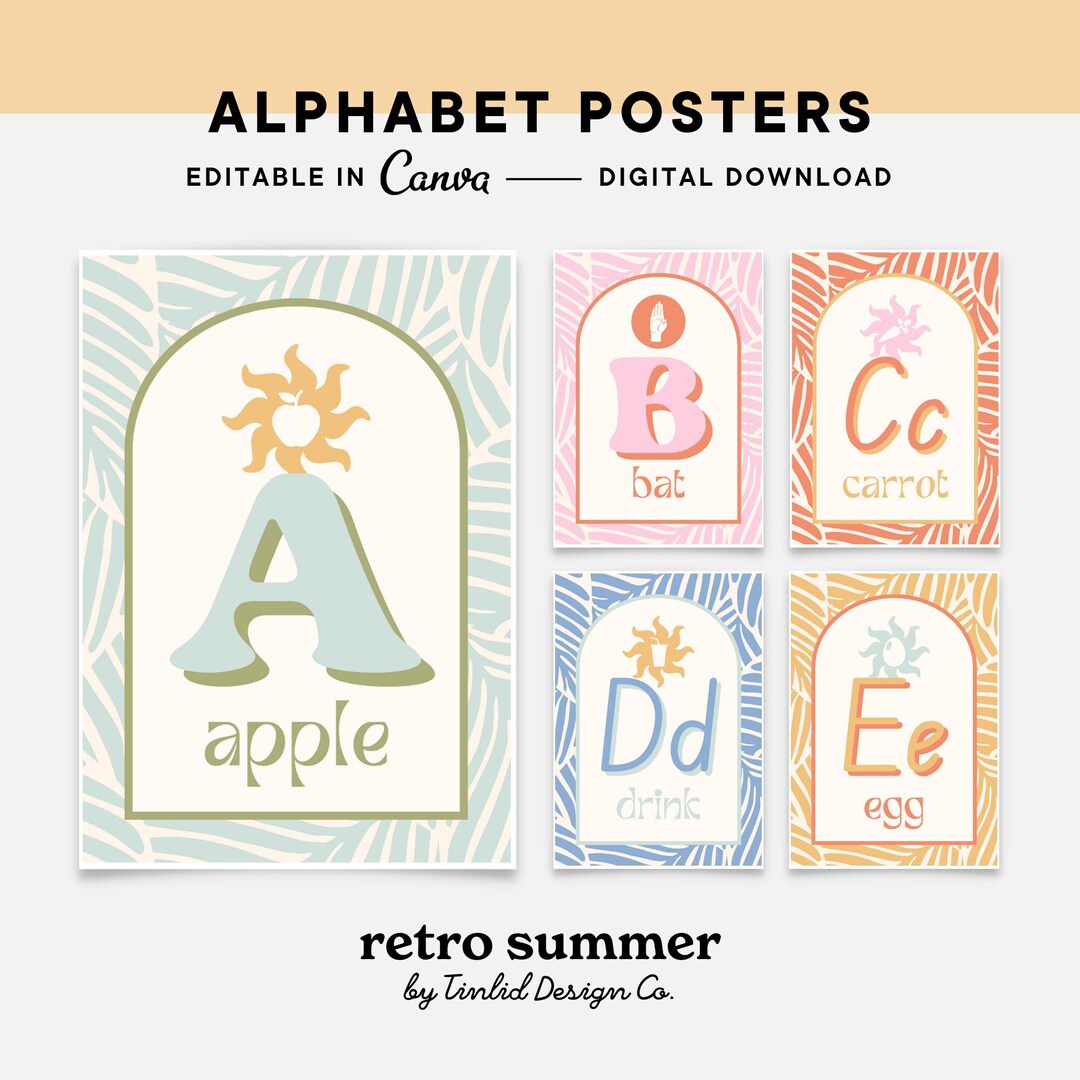 Printable Alphabet Posters, Classroom Display, Editable Canva Class ...