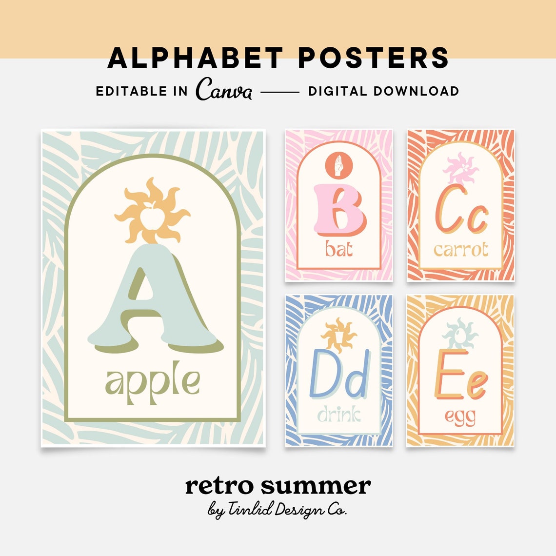 Printable Alphabet Posters Classroom Display Editable Canva - Etsy