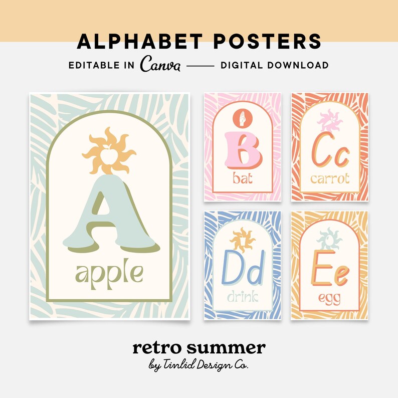 Printable Alphabet Posters, Classroom Display, Editable Canva Class ...