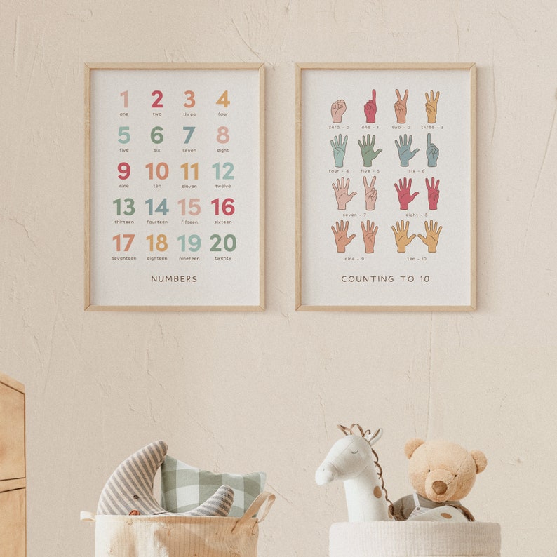 Rainbow Number Poster, Counting Poster Bundle Rainbow Classroom Print ...