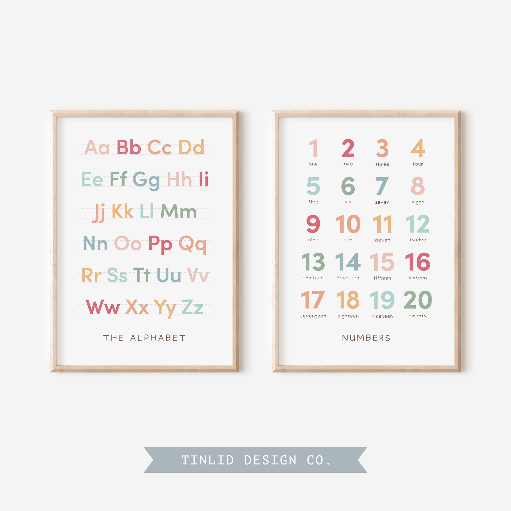 Rainbow Alphabet Poster, Numbers Poster, ABC Print, 1-20 , Counting ...