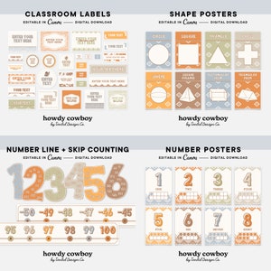 Western Classroom Decor Bundle, Editable Cowboy Theme Teacher Display ...