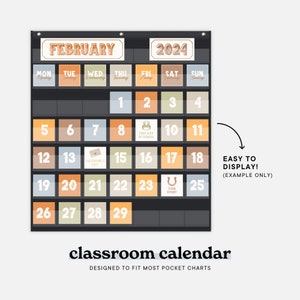 Printable Classroom Calendar, Pocket Chart Calendar, Editable Canva ...