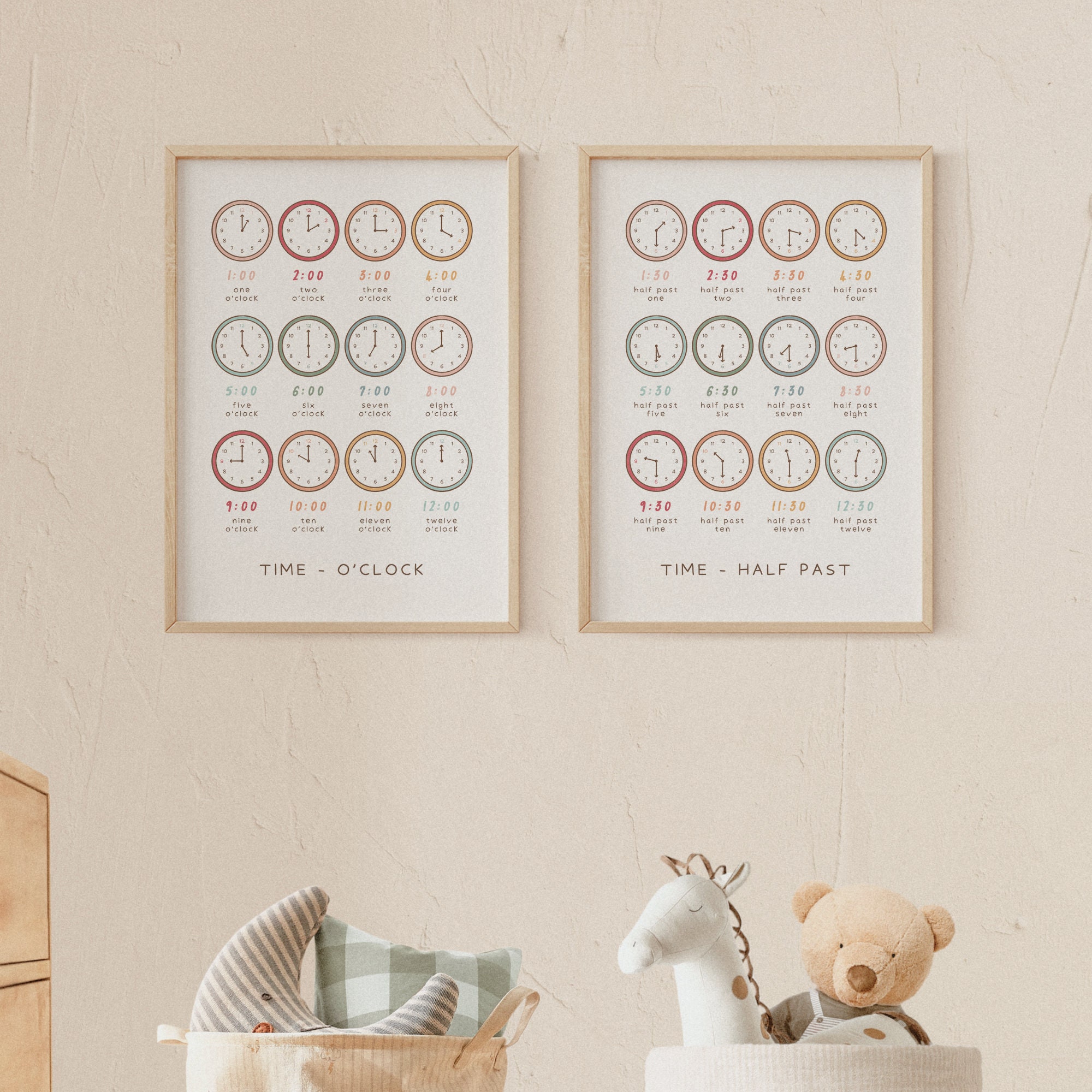 Telling the Time Poster Bundle, Printable Clock Wall Art, O'clock Print ...