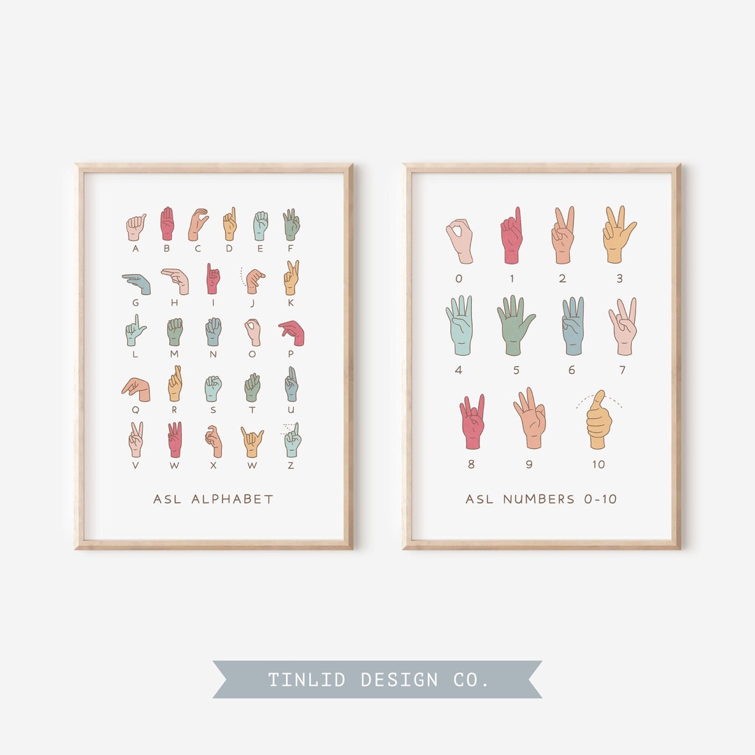 American Sign Language Alphabet Number Poster Bundle, Printable ASL ...
