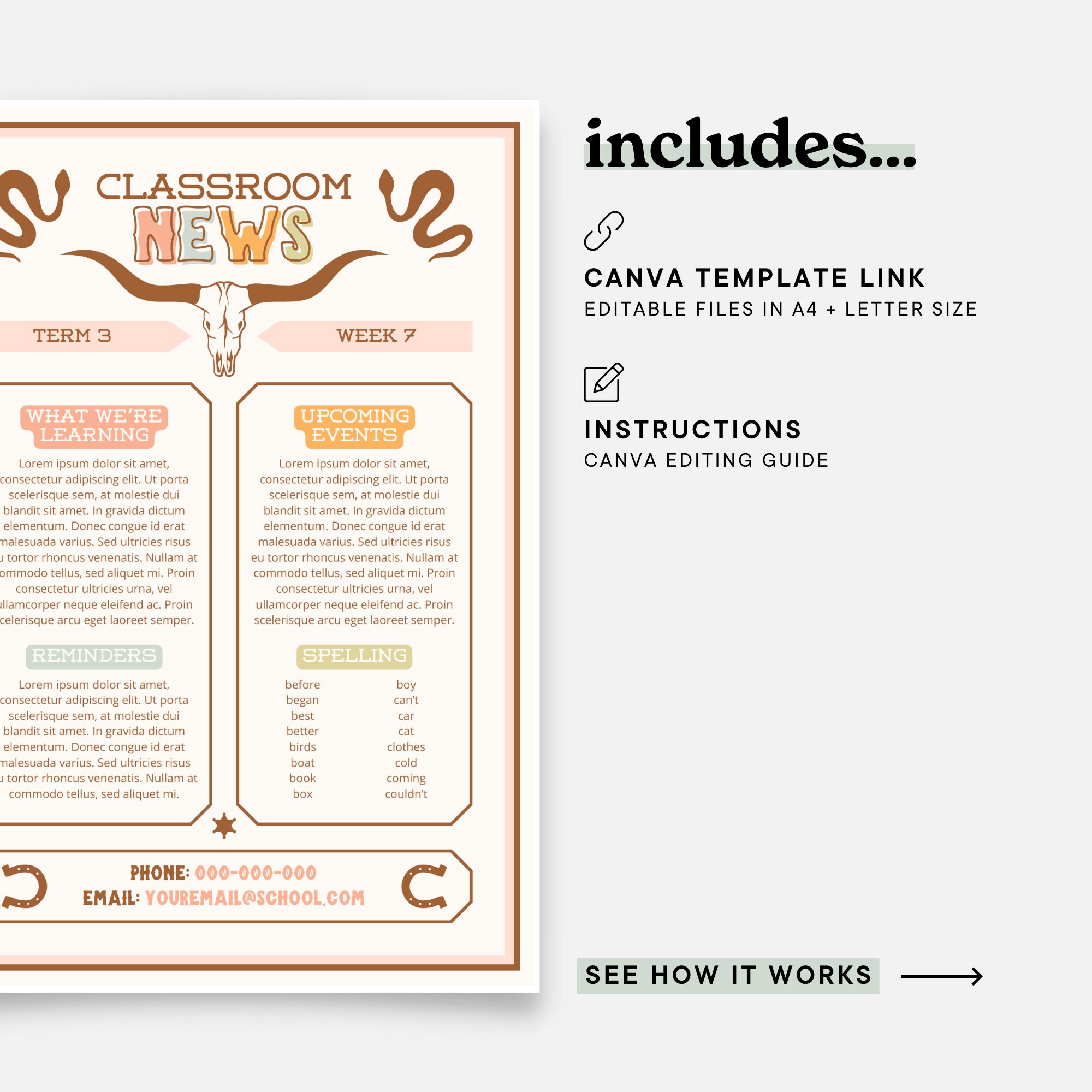 Western Classroom Newsletter Template: Editable Canva Design (digital ...