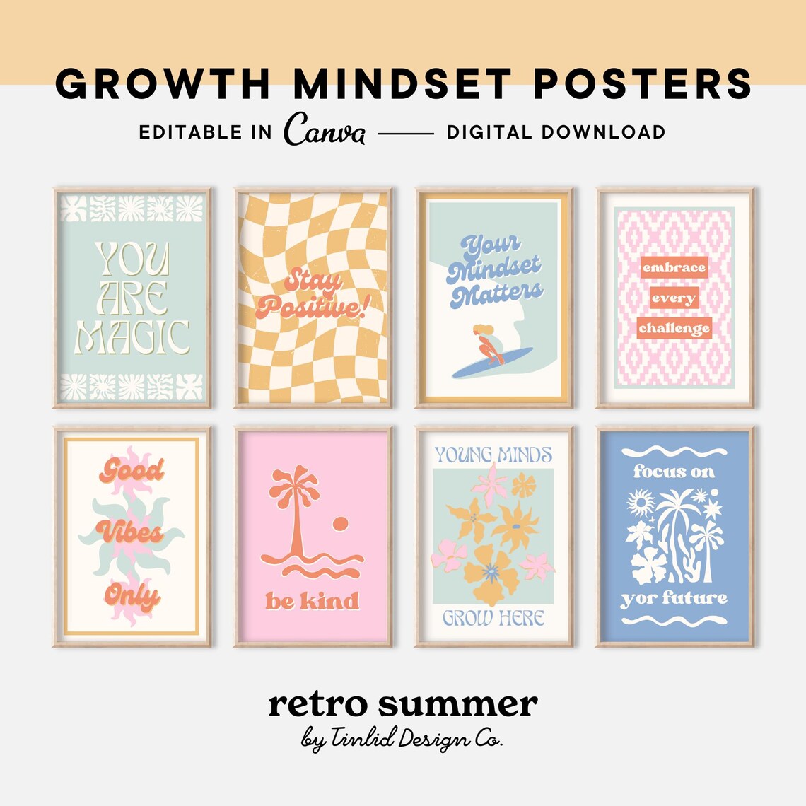 Bright Retro Growth Mindset Posters, Motivational Classroom Display ...