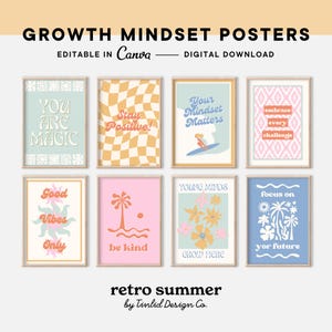 Bright Retro Growth Mindset Posters, Motivational Classroom Display ...