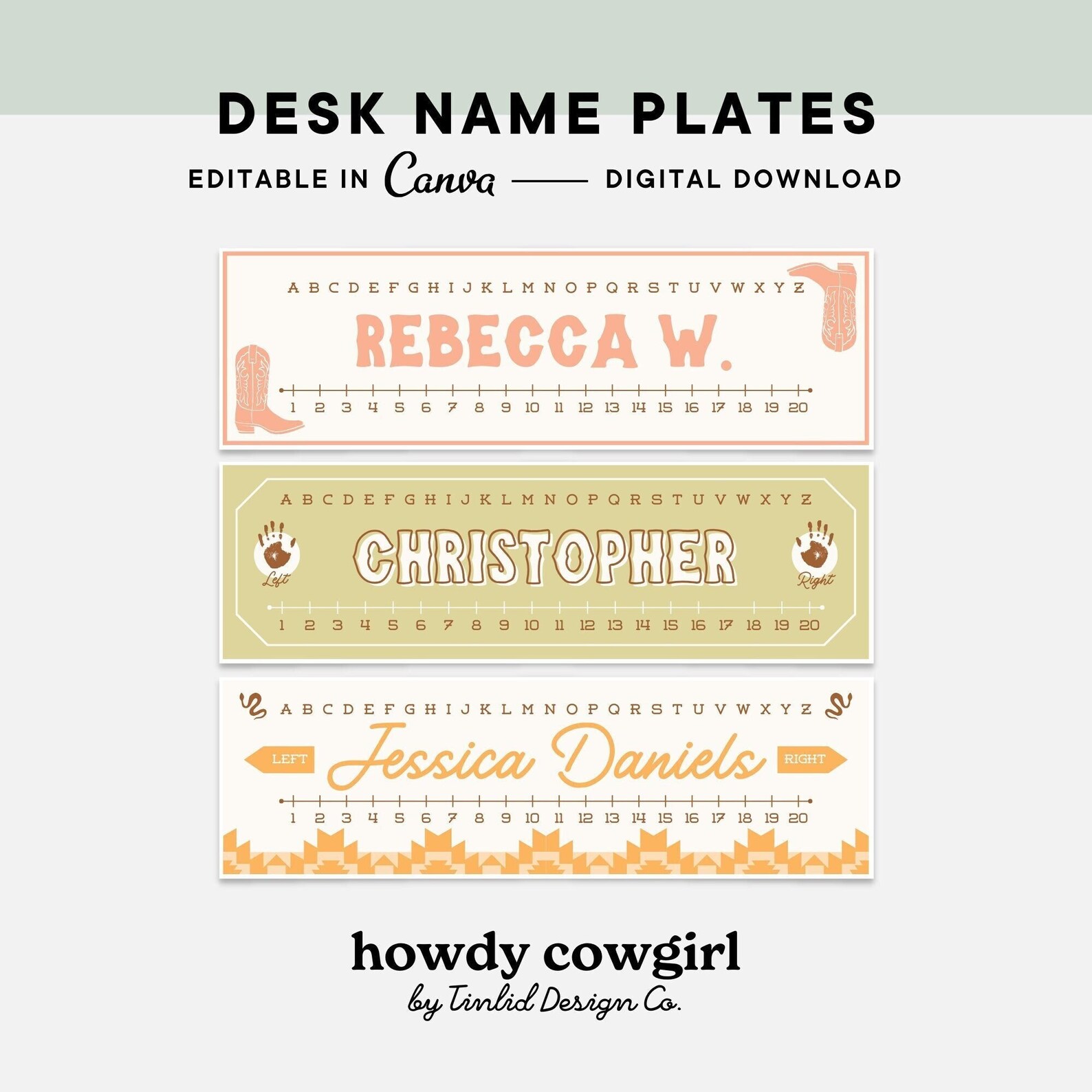 Printable Classroom Desk Plates, Student Name Tags, Editable Canva ...