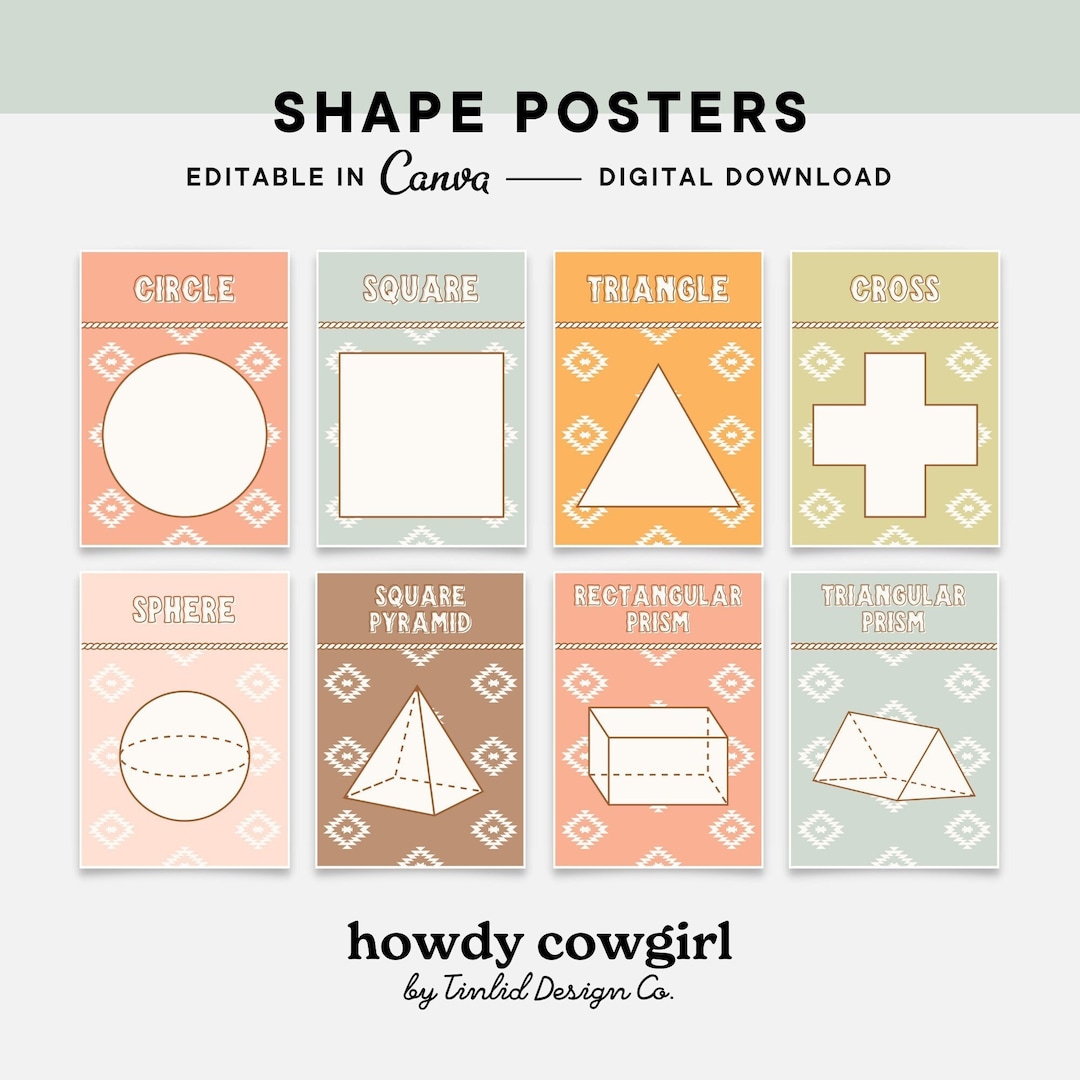 Western Theme Shape Posters: Classroom Decor (digital Download) - Etsy