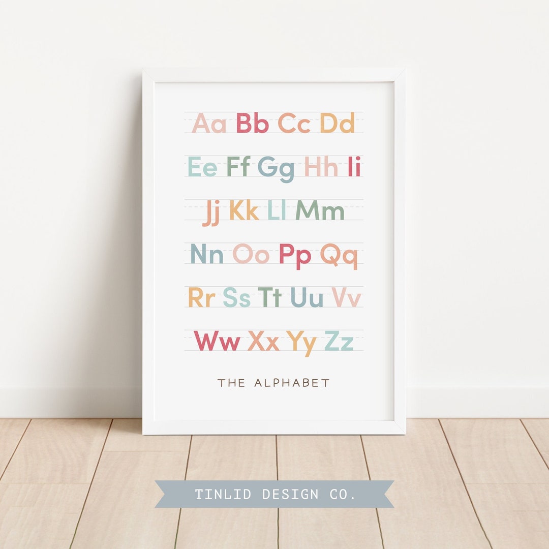 Rainbow Alphabet Poster, Handwriting Chart Print, Educational Printable ...
