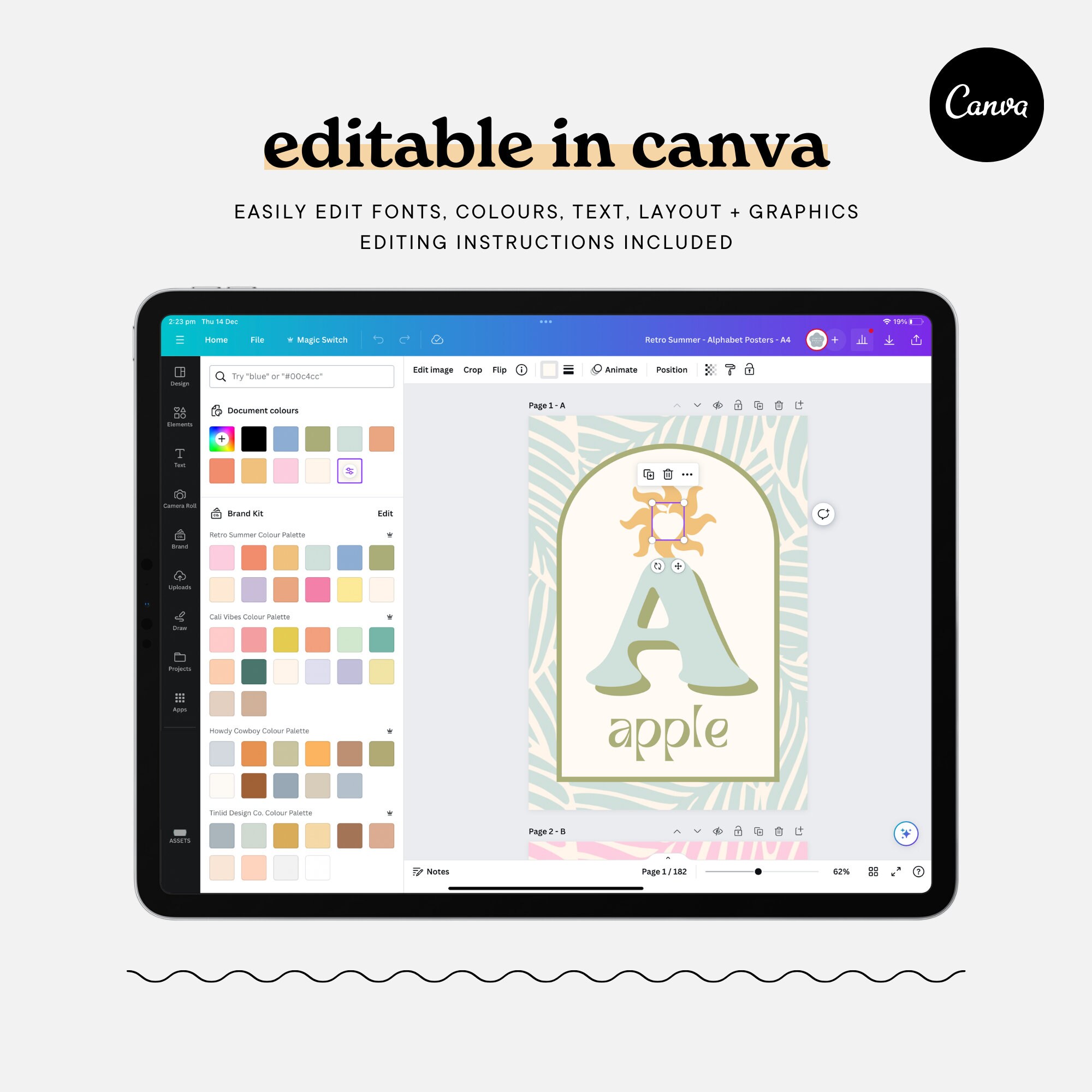 Printable Alphabet Posters, Classroom Display, Editable Canva Class ...