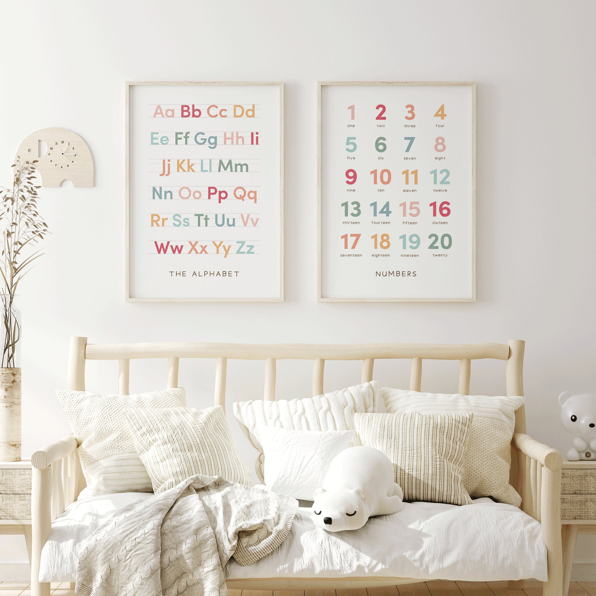 Rainbow Alphabet Poster, Numbers Poster, ABC Print, 1-20 , Counting ...