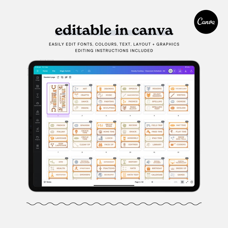 Printable Classroom Schedule, Visual Teacher Timetable, Editable Canva ...