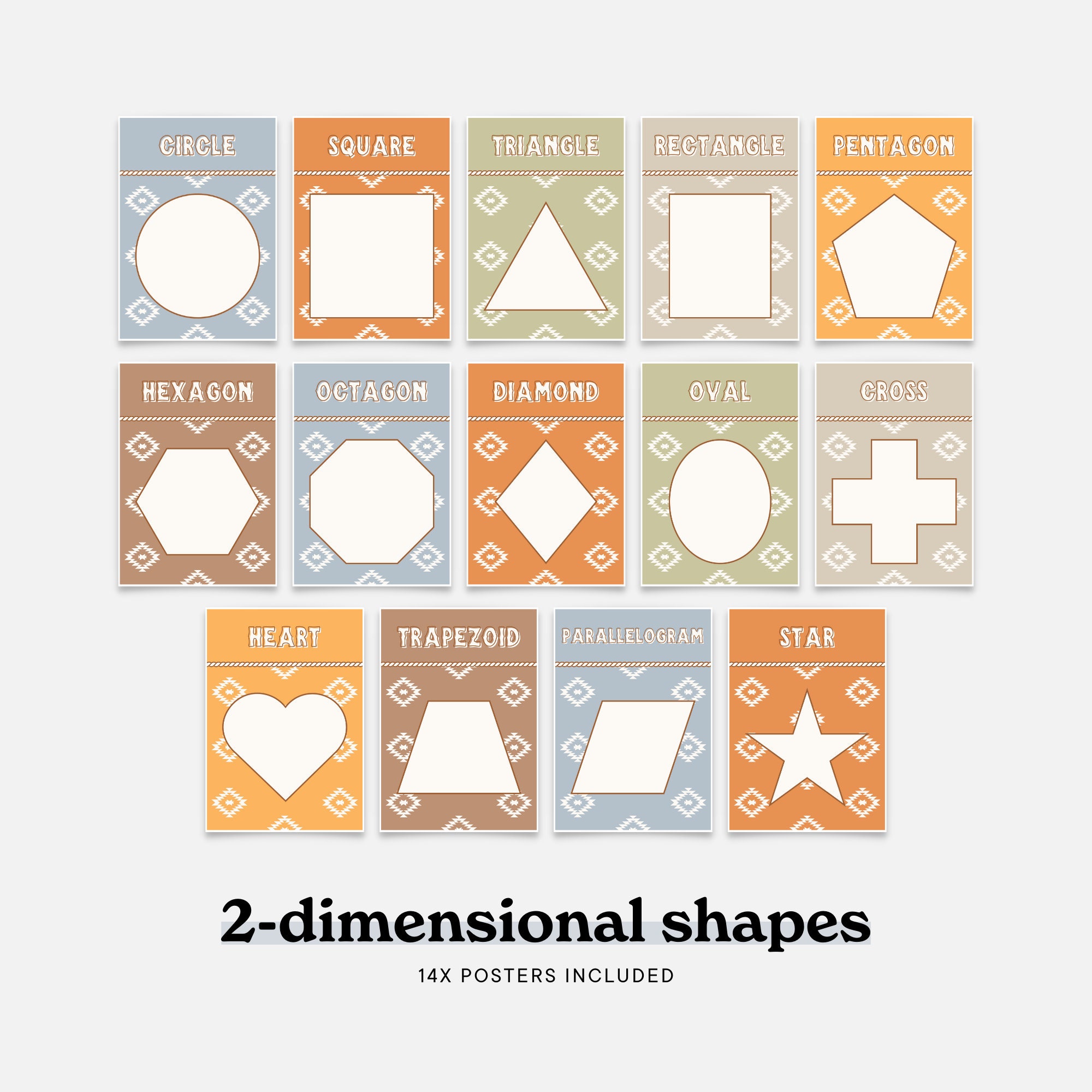 Printable Shape Posters, Classroom Display, Editable Canva Class Decor ...