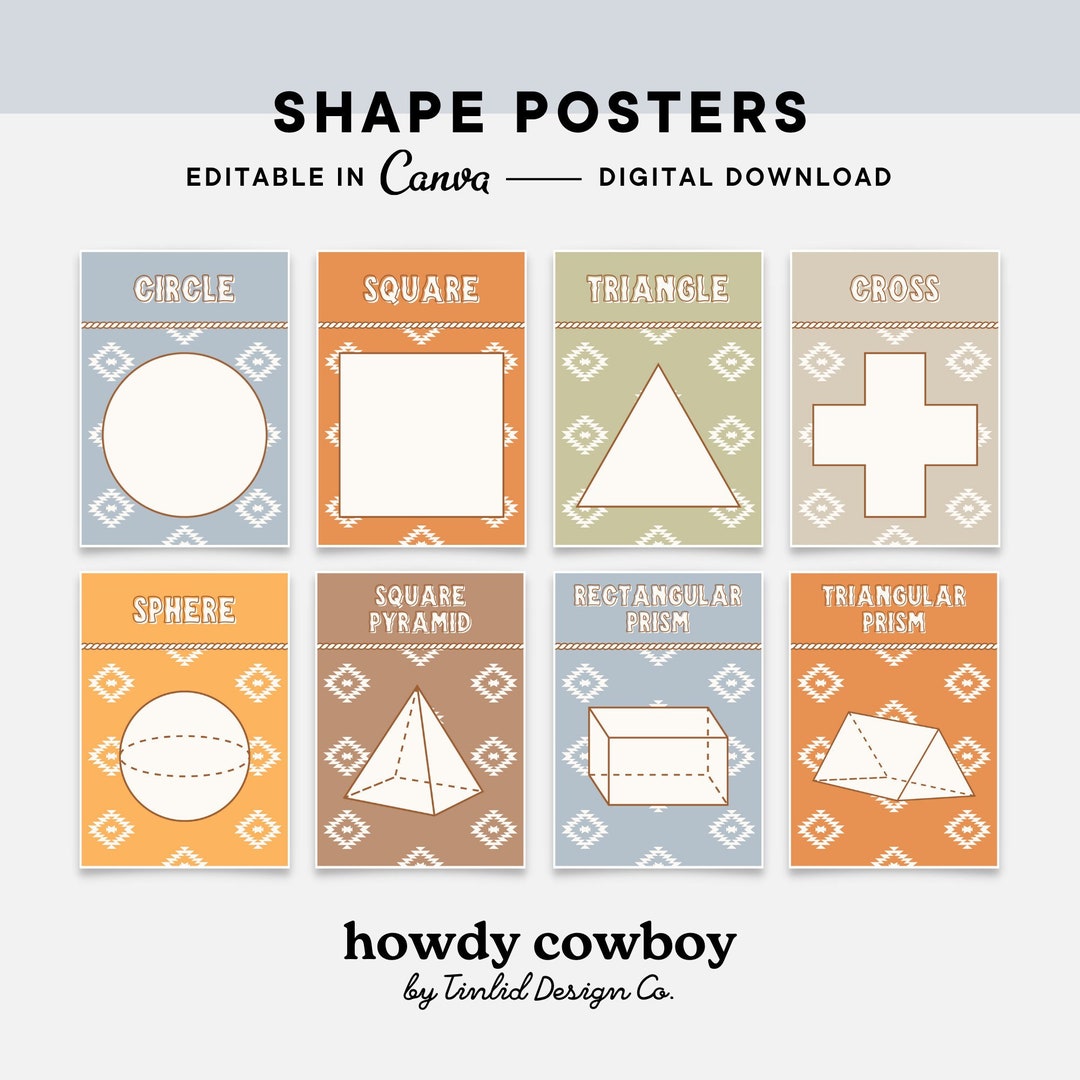 Printable Shape Posters, Classroom Display, Editable Canva Class Decor ...
