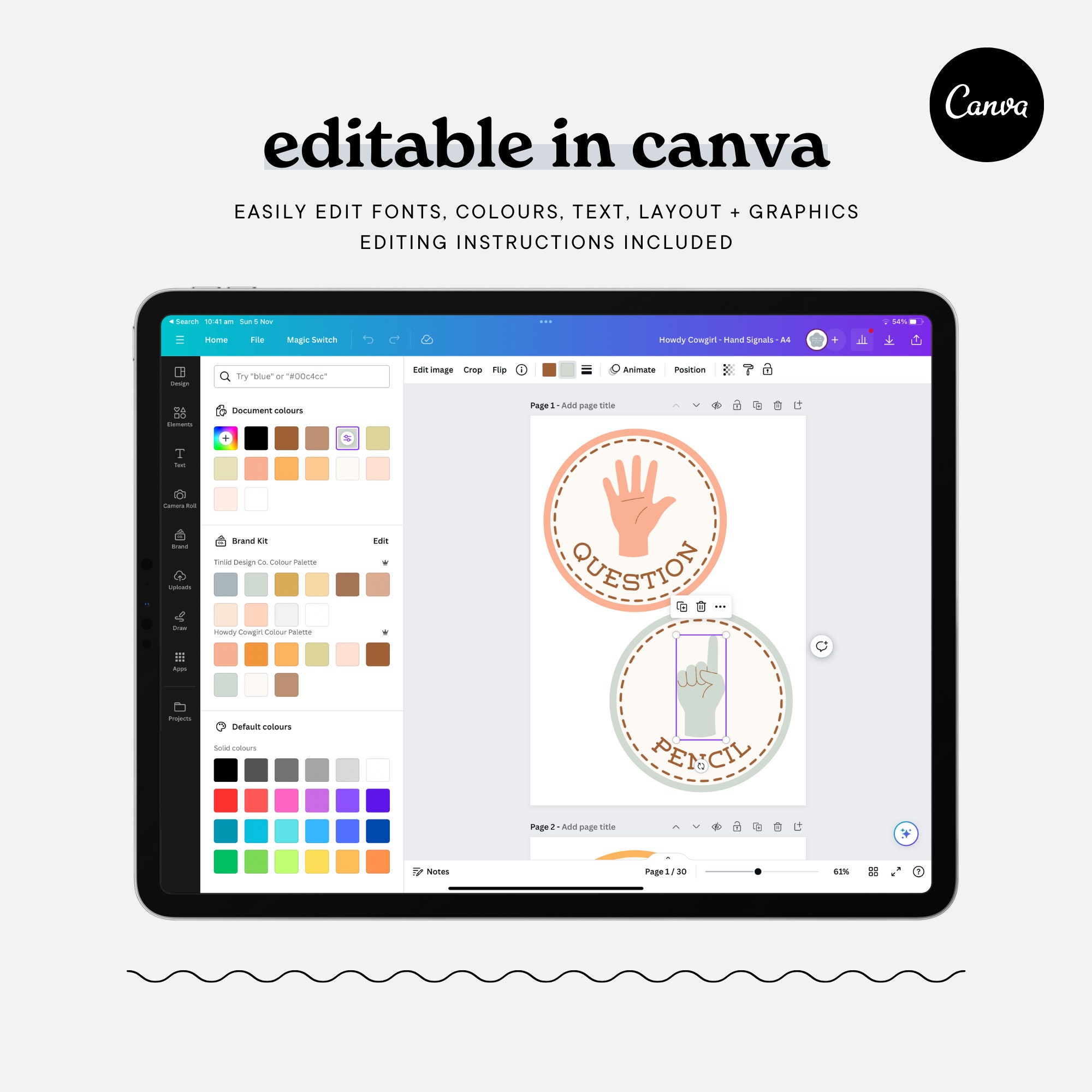 Printable Classroom Hand Signal Posters, Editable Canva Template ...