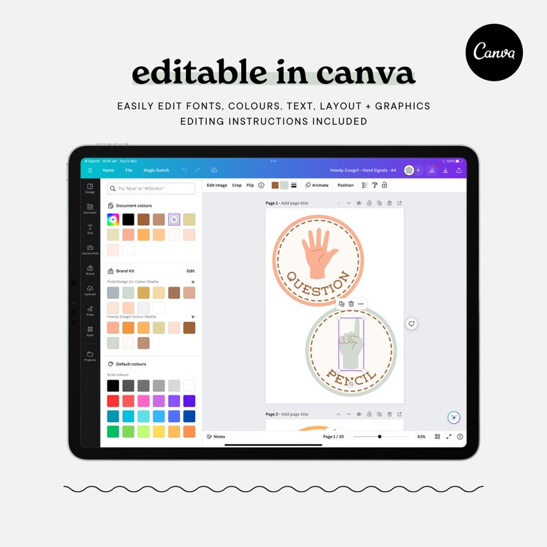 Printable Classroom Hand Signal Posters, Editable Canva Template ...