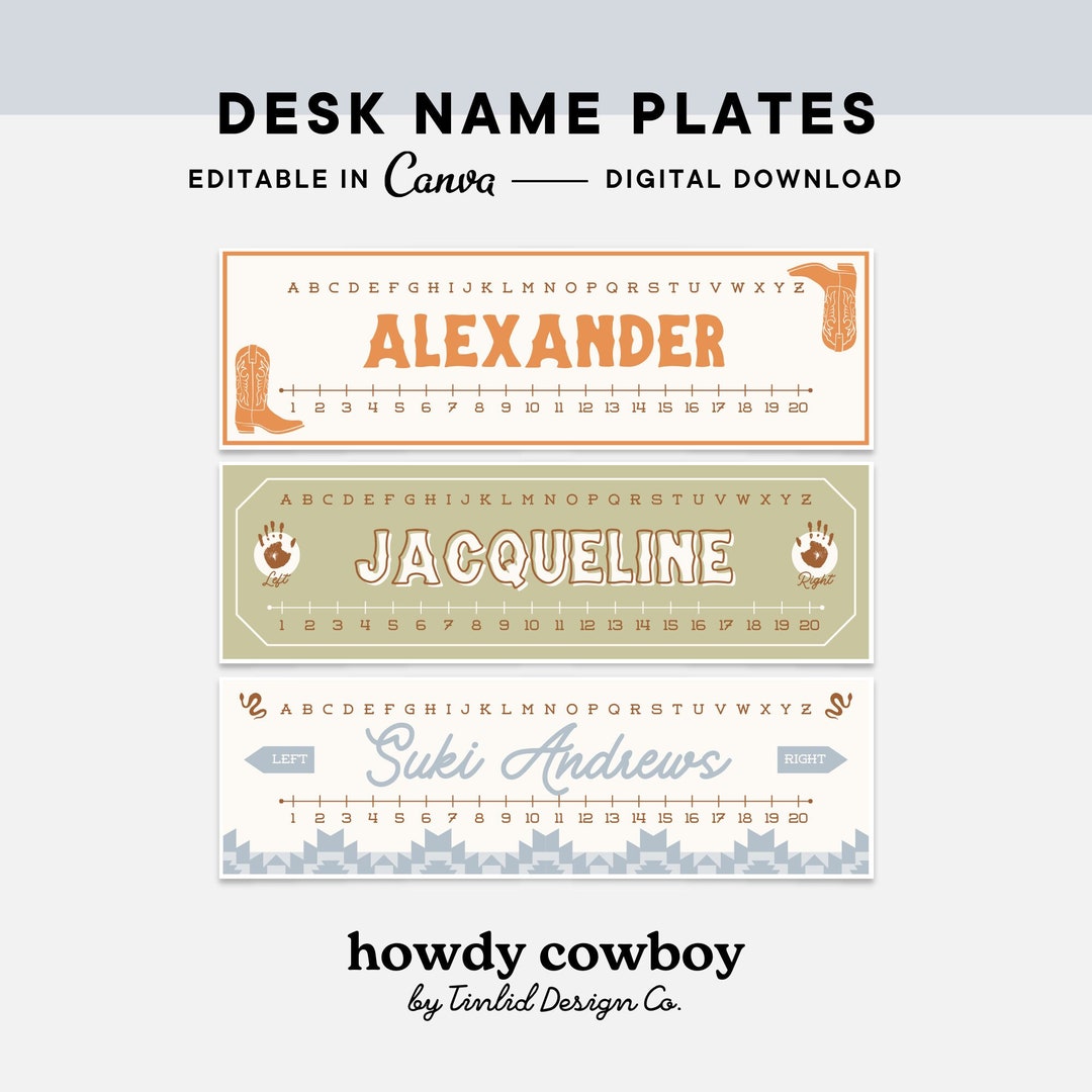 Printable Classroom Desk Plates, Student Name Tags, Editable Canva ...