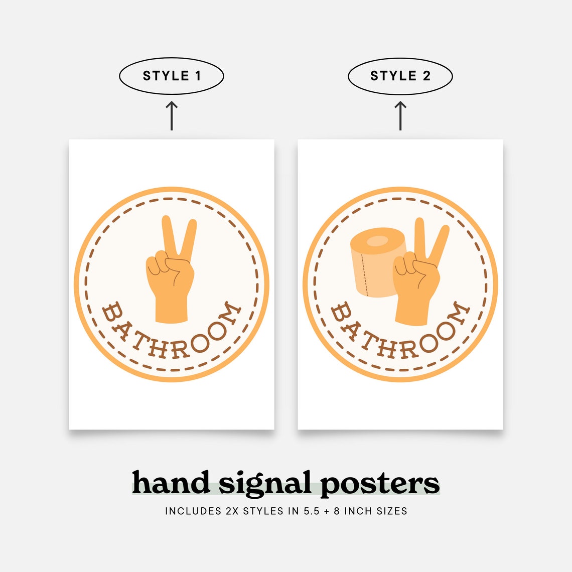Printable Classroom Hand Signal Posters, Editable Canva Template ...