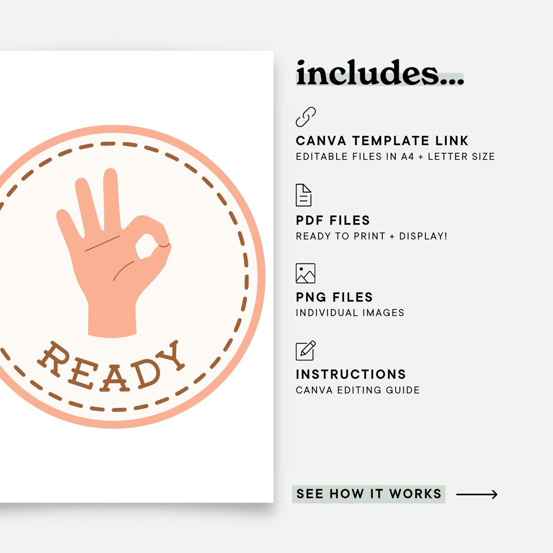 Printable Classroom Hand Signal Posters Editable Canva - Etsy