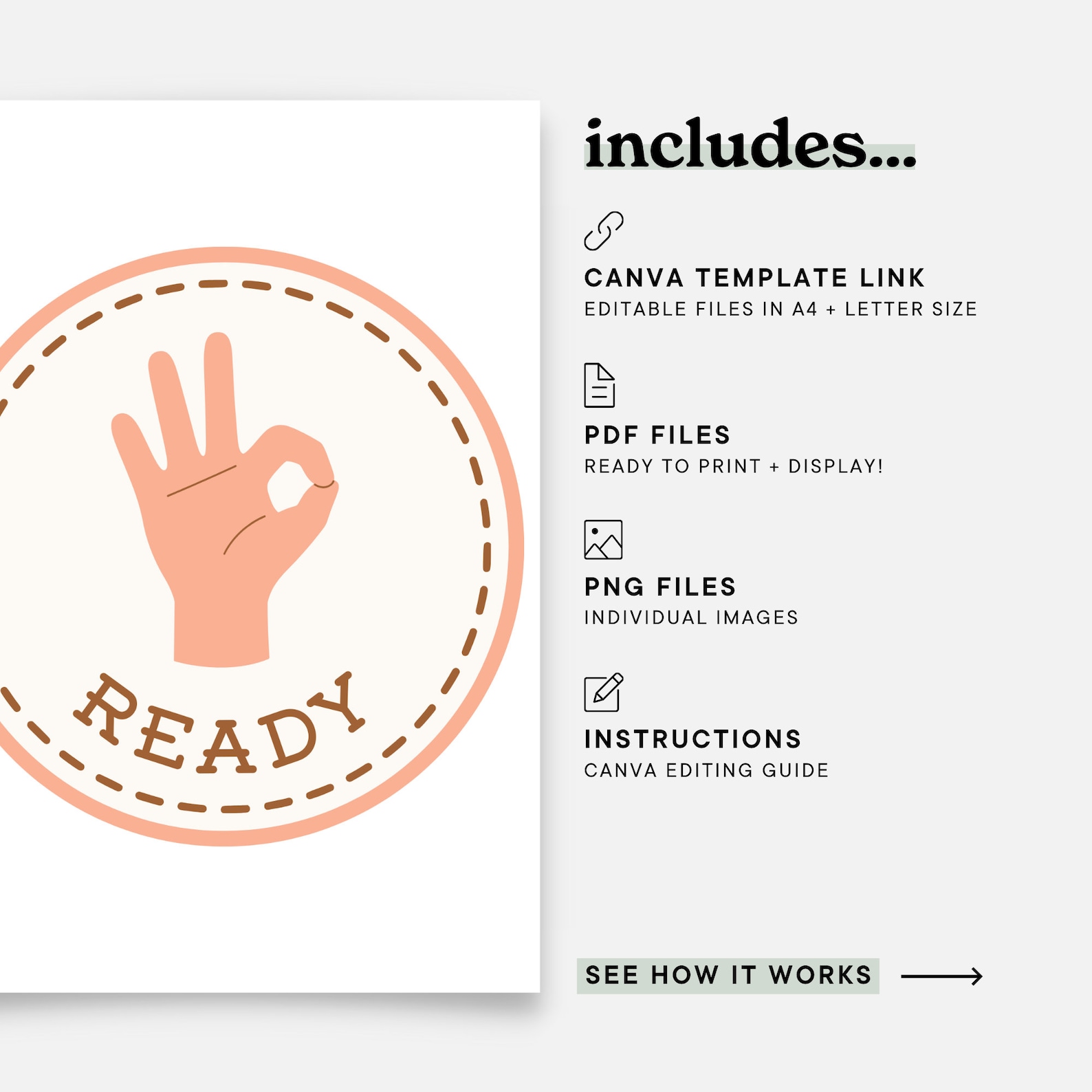 Printable Classroom Hand Signal Posters, Editable Canva Template ...