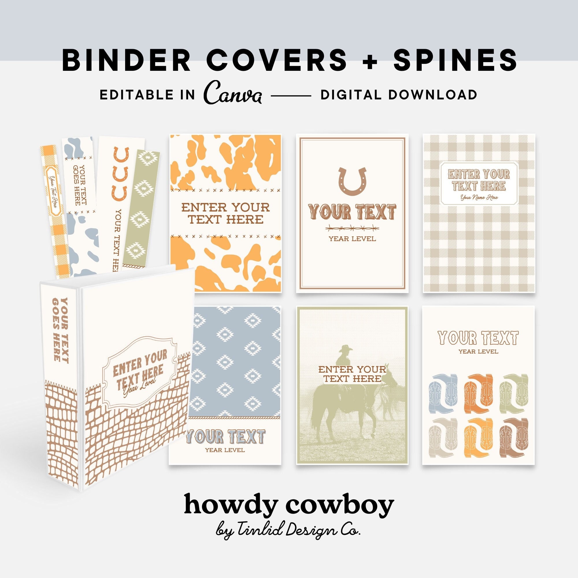 Western Binder Covers and Spines: Editable Teacher Filing (digital ...
