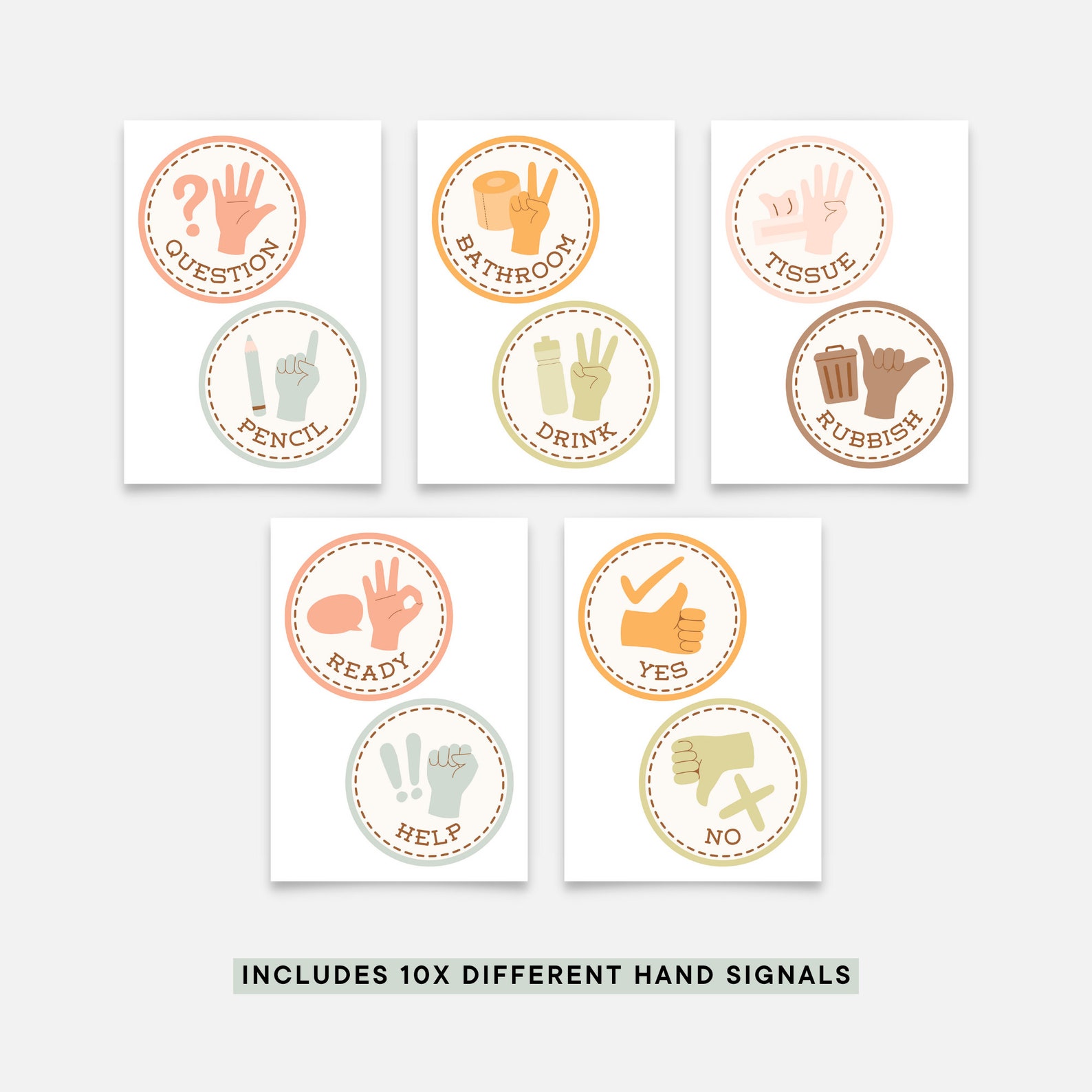 Printable Classroom Hand Signal Posters, Editable Canva Template ...
