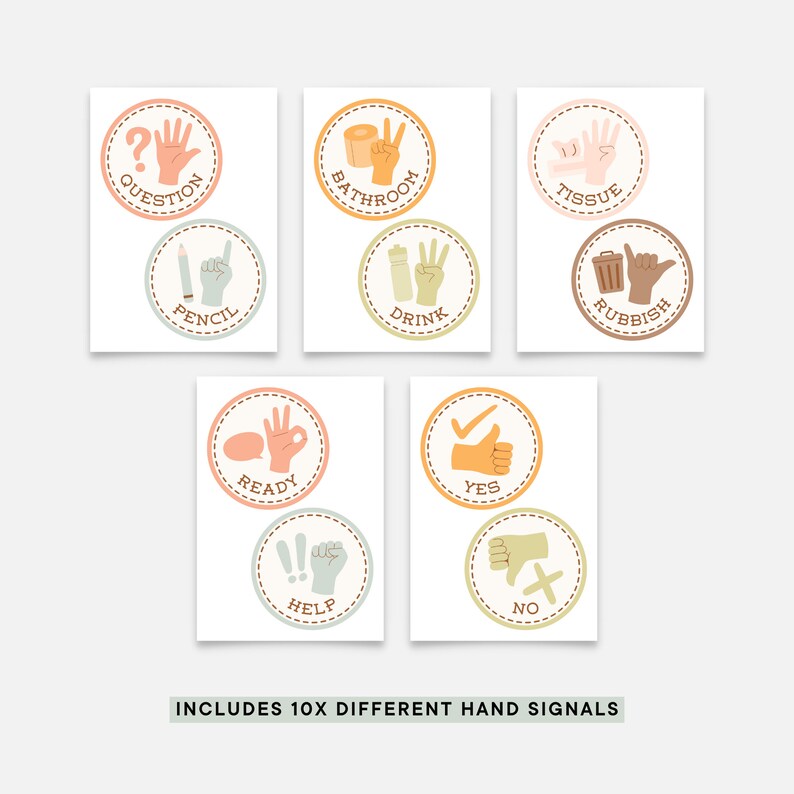 Printable Classroom Hand Signal Posters, Editable Canva Template ...
