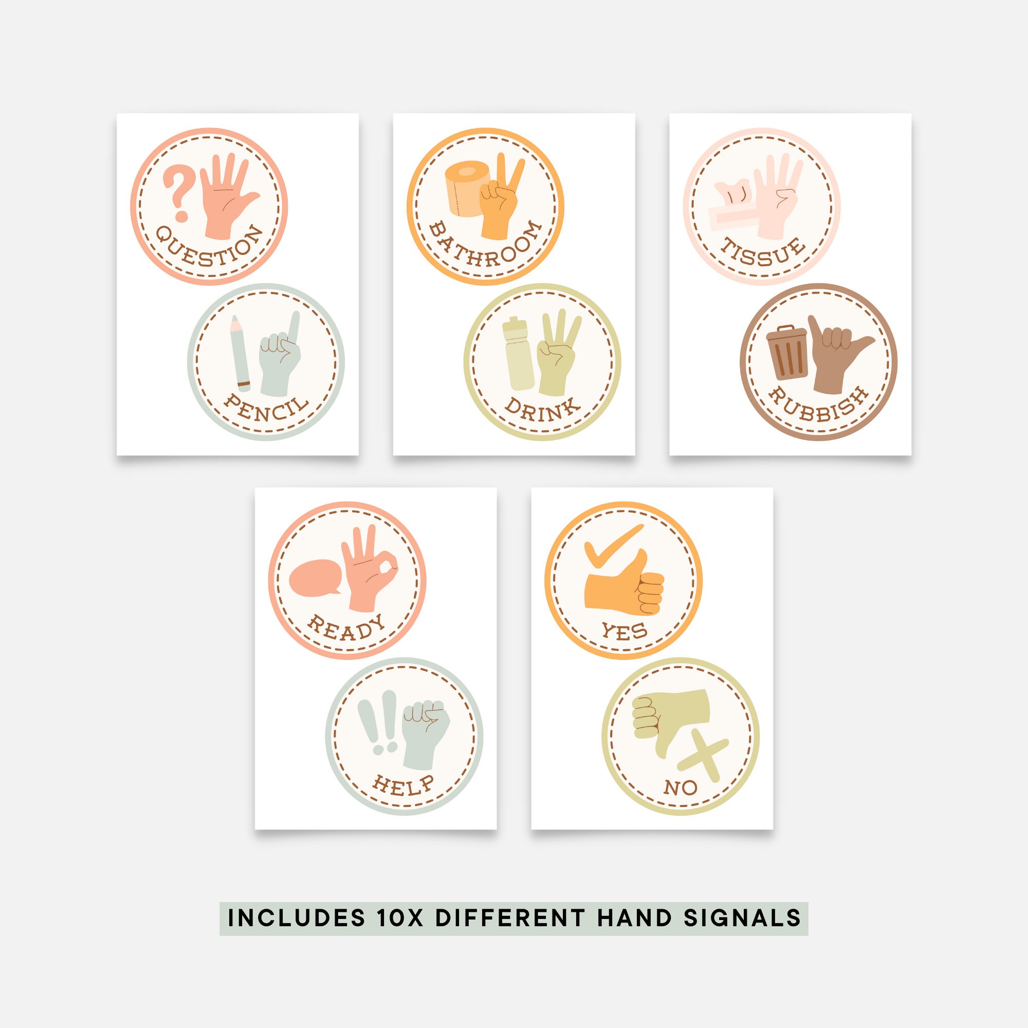 Printable Classroom Hand Signal Posters, Editable Canva Template ...