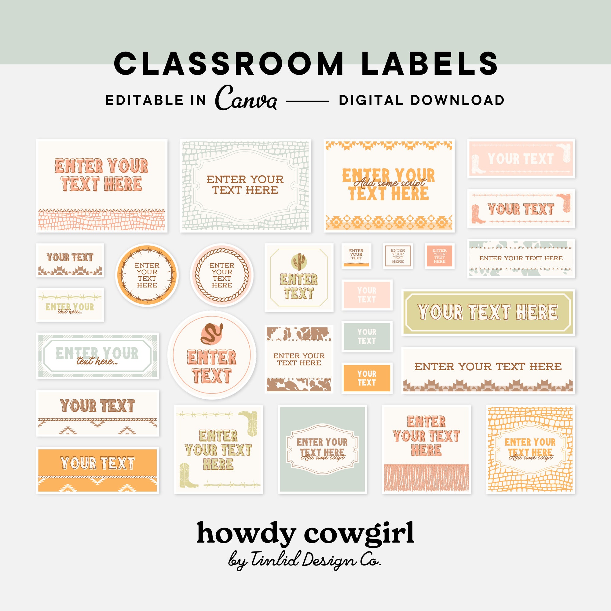 Editable Classroom Essentials Decor Bundle, Howdy Cowgirl Class Display ...