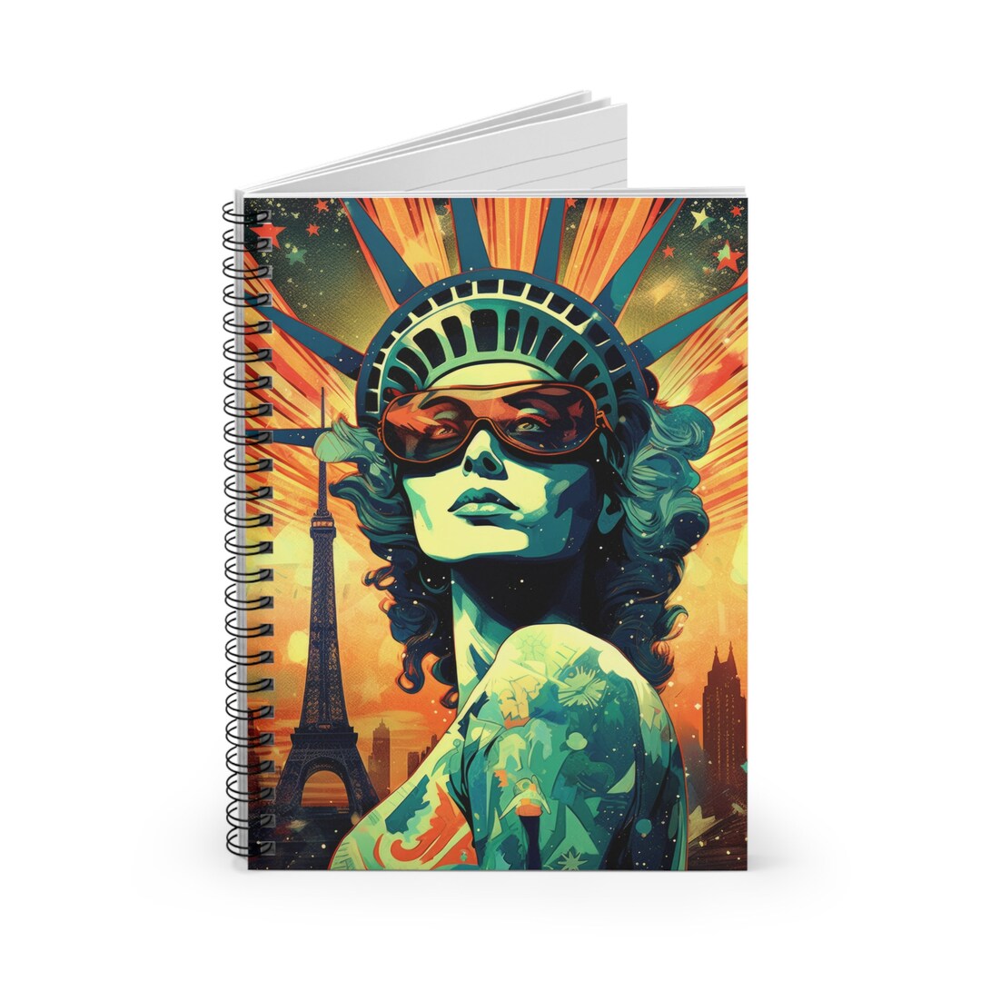 Paris Lady Liberty, Spiral Notebook, Eiffel Tower, French Icon, Statue ...