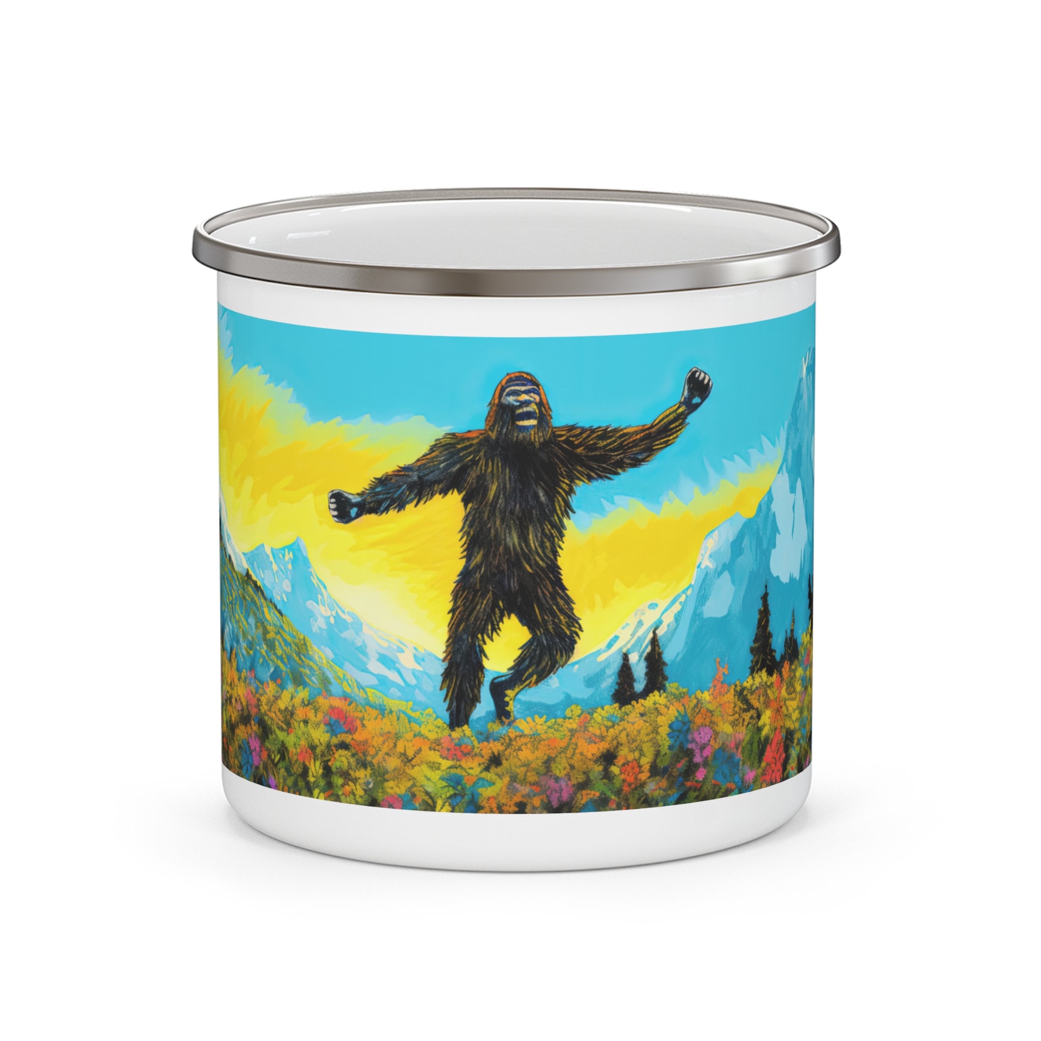 The Sound of Sasquatch Enamel Camping Mug, Cryptid Camping, Sasquatch ...