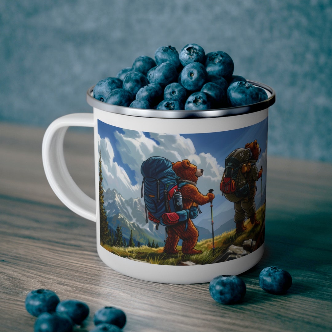 Teddy Bear Hikers in North Cascades PNW Enamel Camping Mug, Children's ...