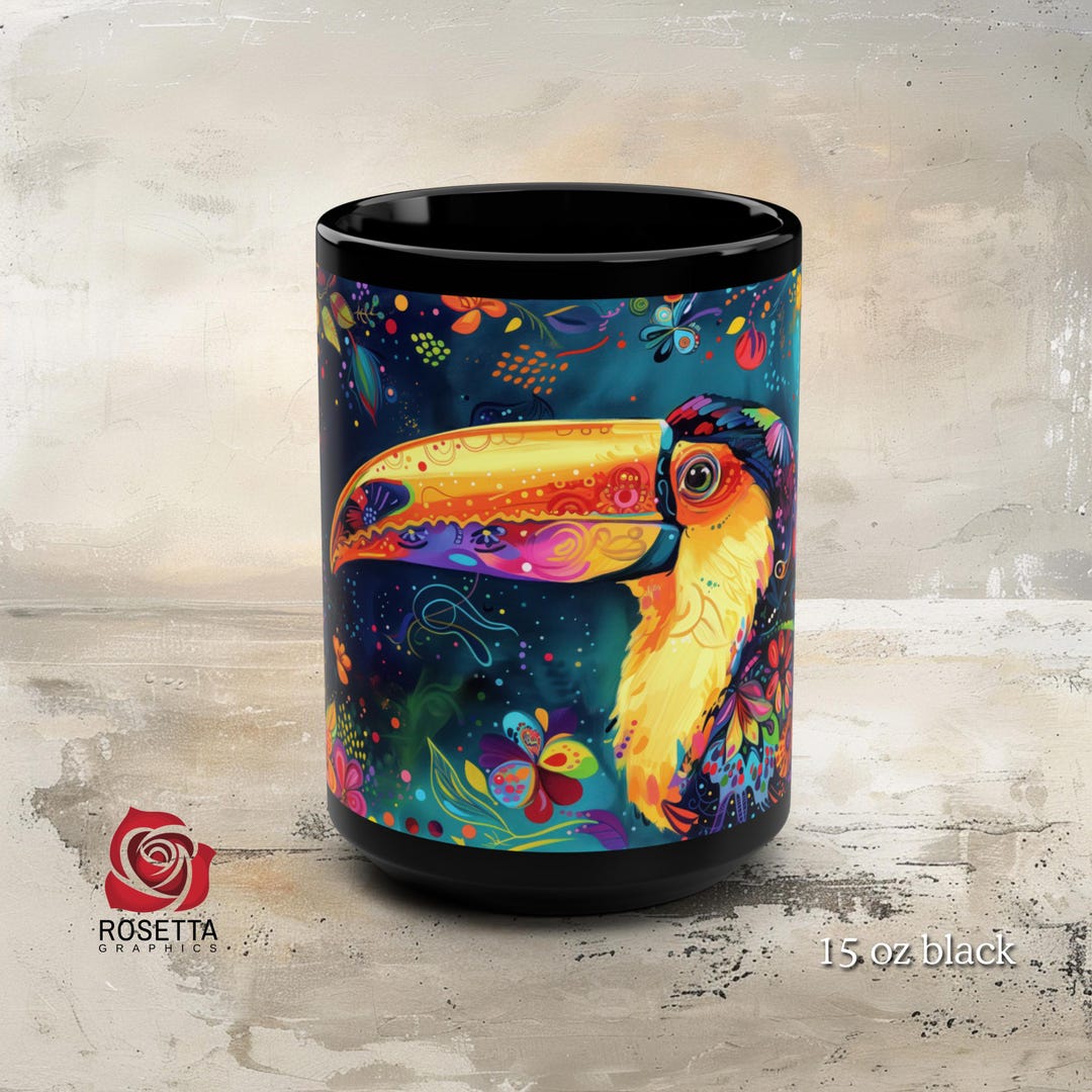 Tropical Toucan Mug, Bird Lover Gift, Bird Nerd, Bird and Flowers Mug ...