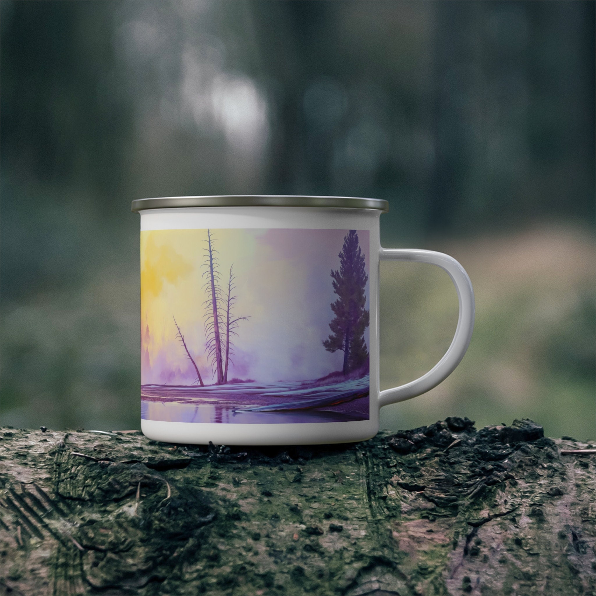 Yellowstone Impressionism Bison Enamel Camping Mug, National Park Mug ...