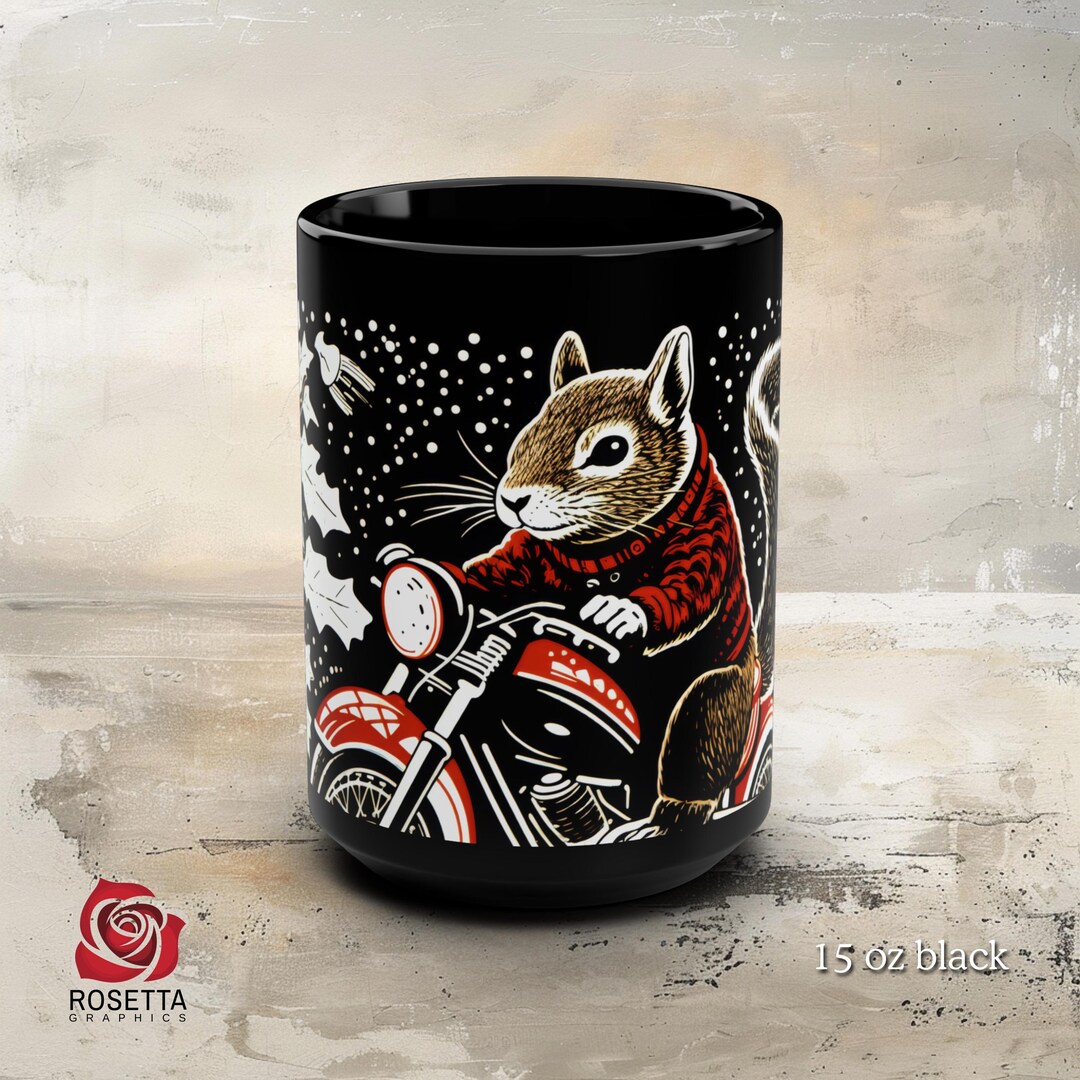Biker Chipmunk Christmas Ceramic Mug – Cute Woodland Chipmunk on ...