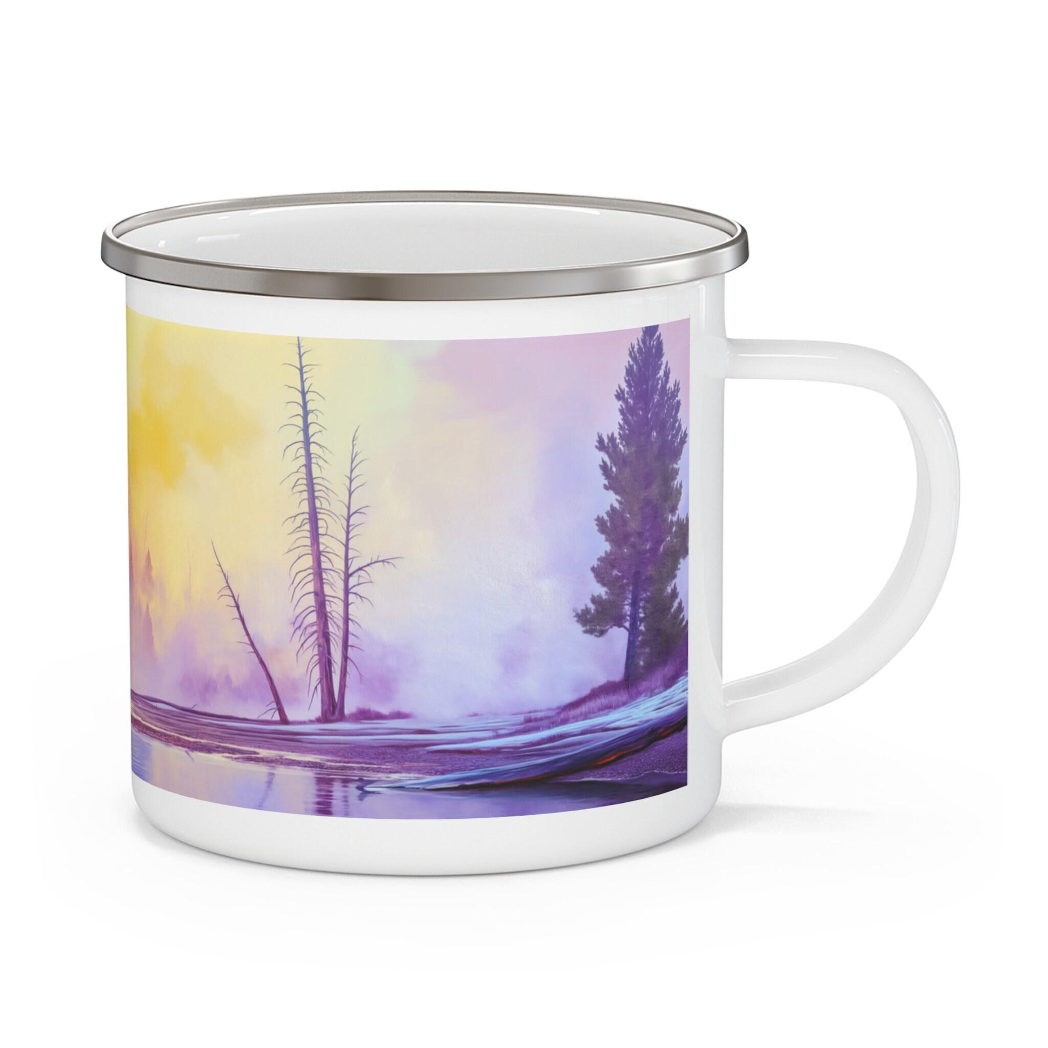 Yellowstone Impressionism Bison Enamel Camping Mug, National Park Mug ...
