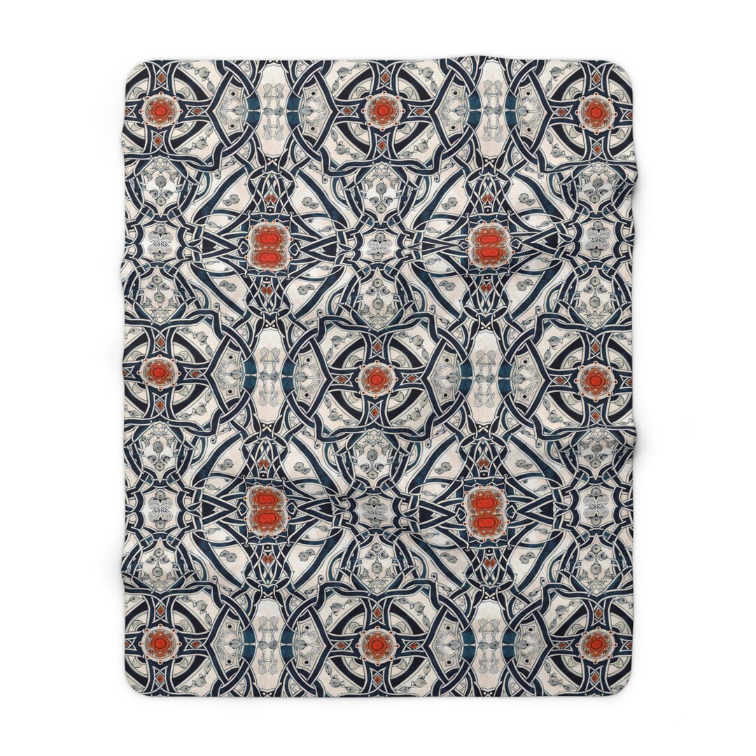 Bohemian Blues Irish Celtic Pattern Sherpa Blanket , Cozy Celtic Design ...