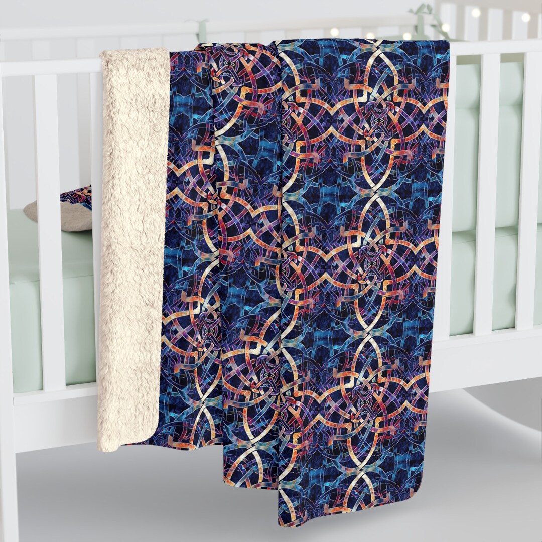 Luxurious Celtic Braided Gem Boho Sherpa Fleece Blanket, Irish Design ...