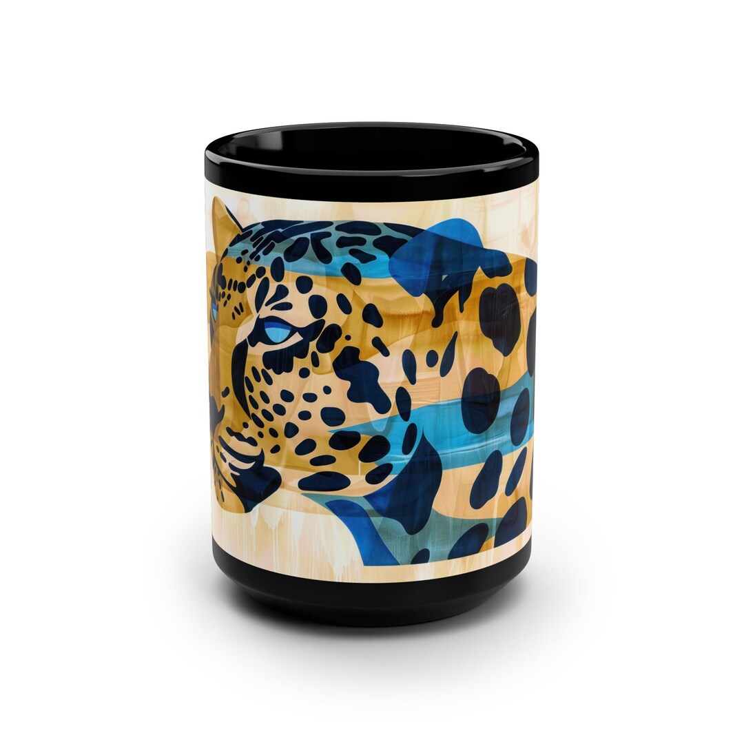 Leopard Art Mug, Exotic Animal Mug, Cubism Coffee Mug, Wildlife Art Cup ...