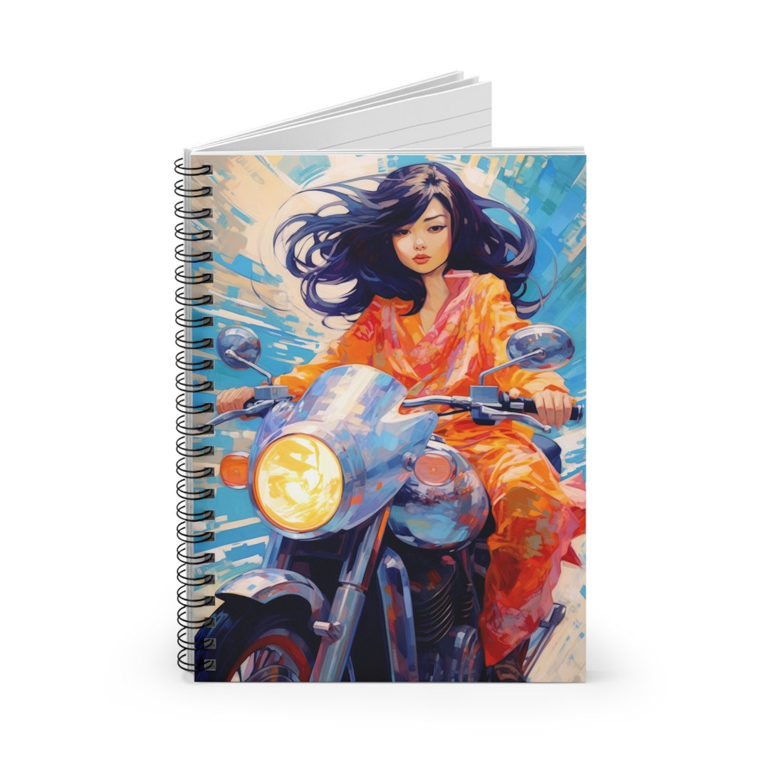 Summer Speed Spiral Notebook, Motorcycle Girl, Biker Babe, Adventure ...