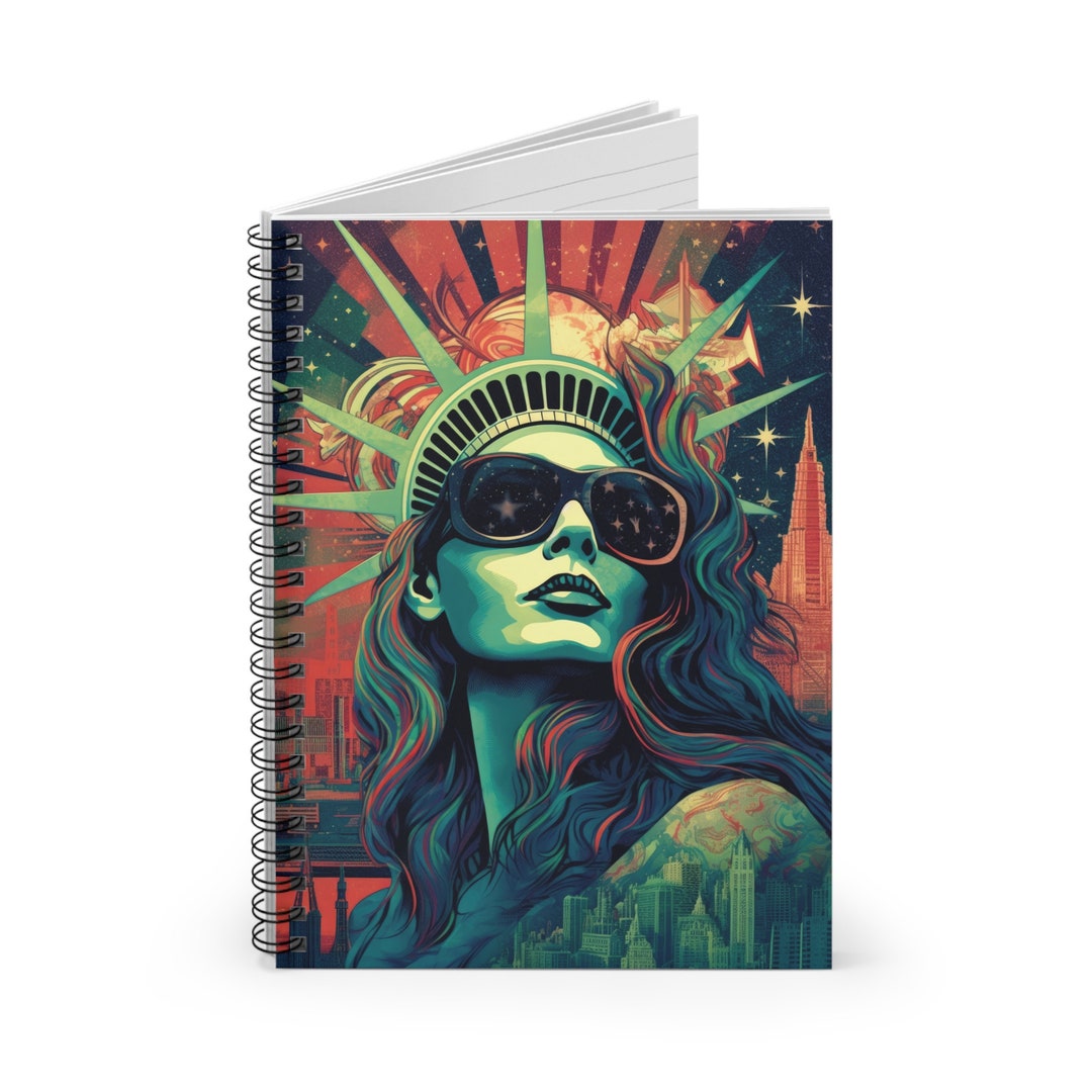 Starry Lady Liberty Spiral Notebook, Starry Liberty, Celestial USA ...